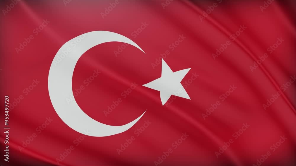 Turkey Flag Waving: 3D Satin Fabric Texture. Realistic 4K Flag of the ...