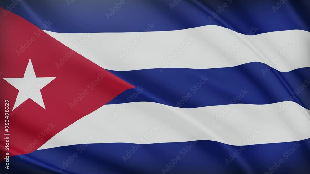 Cuba Flag Waving: 3D Satin Fabric Texture. Realistic 4K Flag of the ...