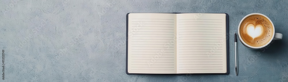 Structured daily planner open on a coffee table, with a pen, coffee cup ...