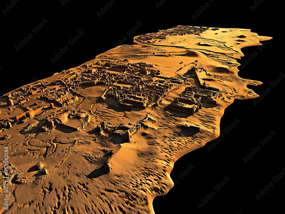 Technical aerial visual, 3D LiDAR GIS aerial map satellite scan model ...