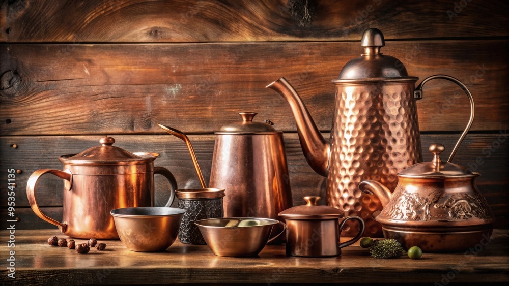 Vintage copper cookware items including cocottes, creamer, and coffee ...