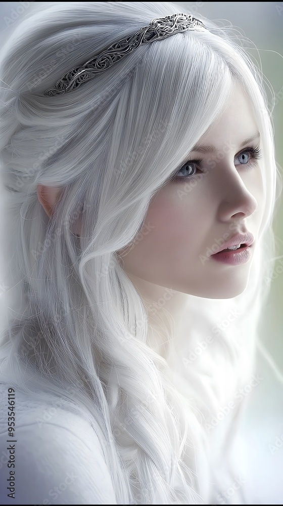 A Snow Queen beauty model with silver hair, perfect for snow-themed ...