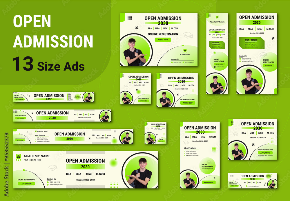 Admission Web Banner Template Set Stock Template | Adobe Stock
