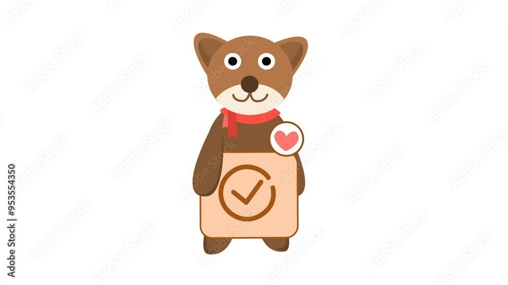 A cute bear holding a correct checkbox cartoon character animation in a ...