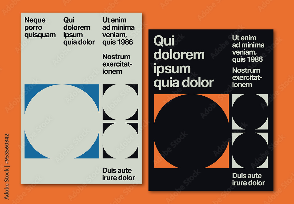 Swiss Style Poster Layout Design with Basic Shapes Composition Stock ...