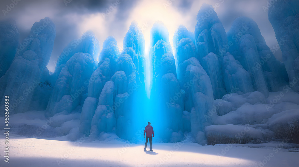 Glacier cave exploration with an outdoor theme, perfect for exploration ...