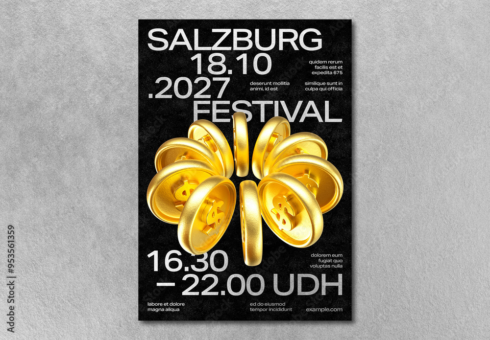 Creative Typography Poster Layout Design with Silver Text Stock ...