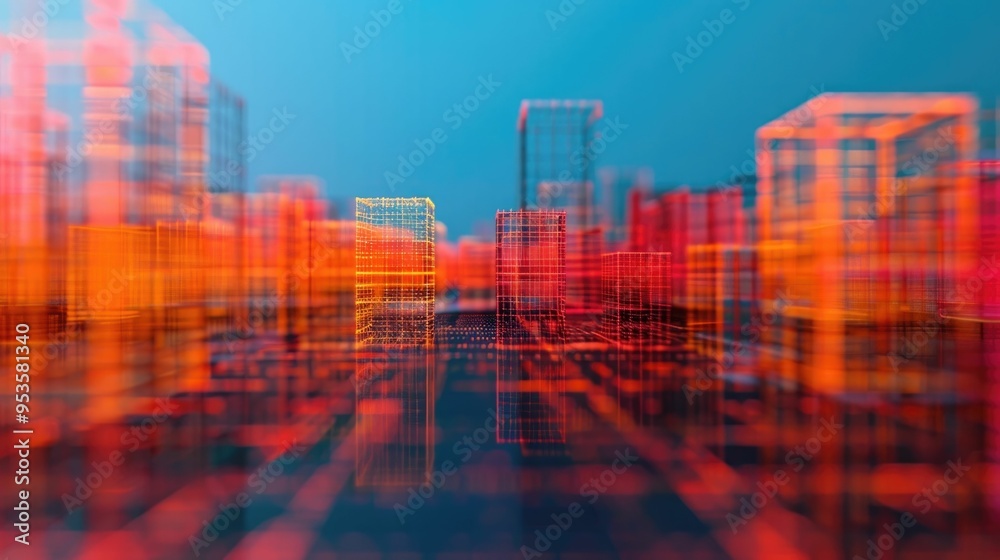 Visionary and dynamic cityscape featuring skyscrapers and urban ...