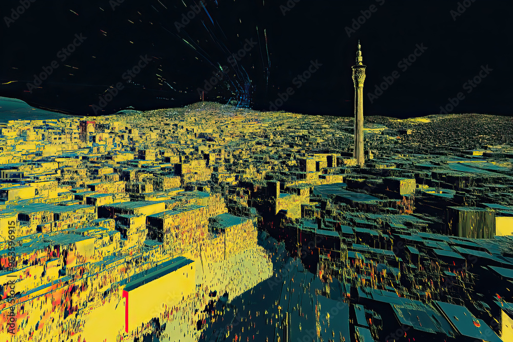 Technical aerial visual, 3D LiDAR GIS aerial map satellite scan model ...