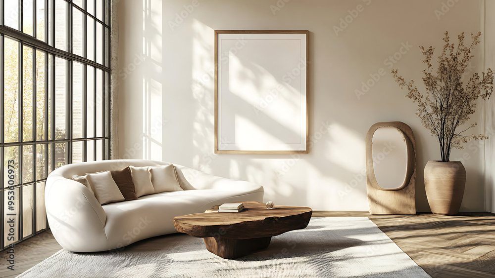 Foto de Interior design of modern living room with accent white ...