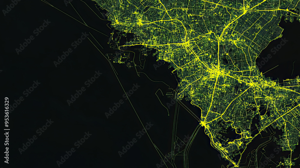 Technical aerial visual, 3D LiDAR GIS aerial map satellite scan model ...