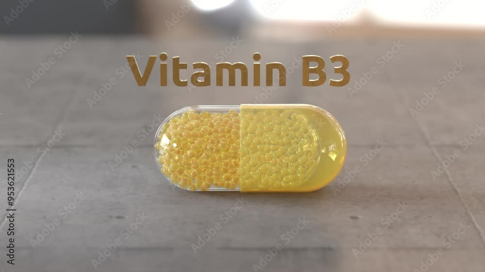 Vitamin B3 - Animated Vitamin Capsule Concept. Video. HD. 1920x1080 3d ...