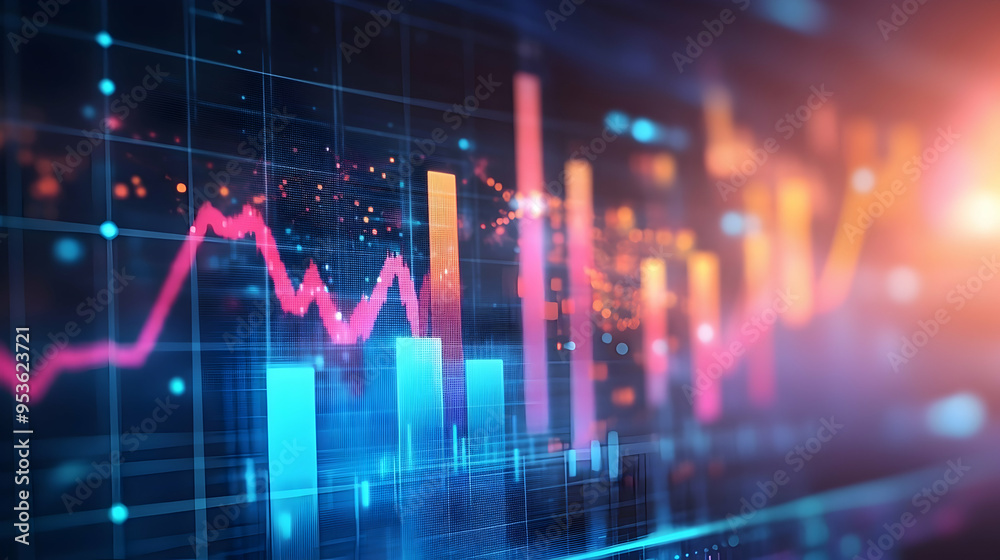 ภาพประกอบสต็อก Growth strategy business graph analysis concept on finance chart data diagram 3d ...