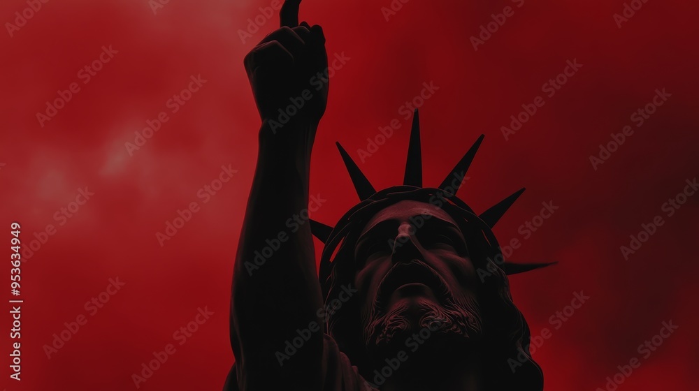 Dramatic scene Jesus Christ battle dark forces intense lighting deep ...