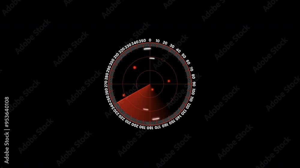 Radar Scanning loop. Looped animation radar icon on a transparent background. Radar screen ...