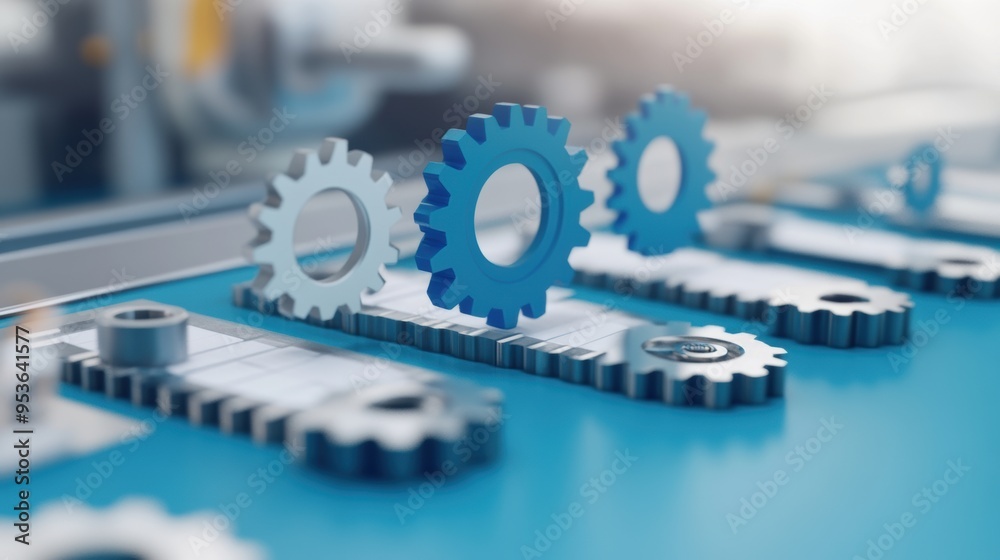 Manufacturing process checklist, gear and tool icons, industrial ...