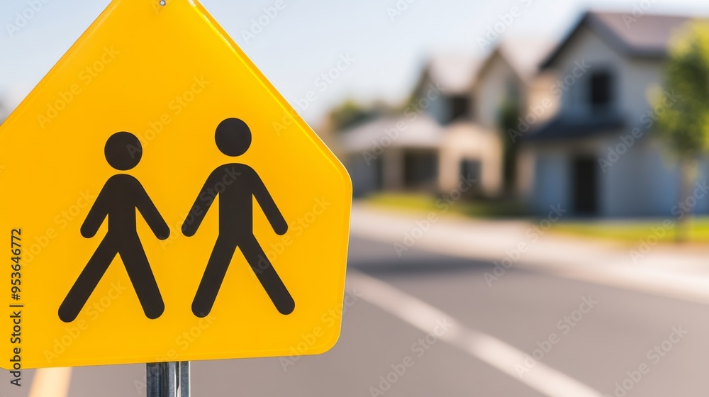 School zone sign children crossing bright clear warning sign suburban ...