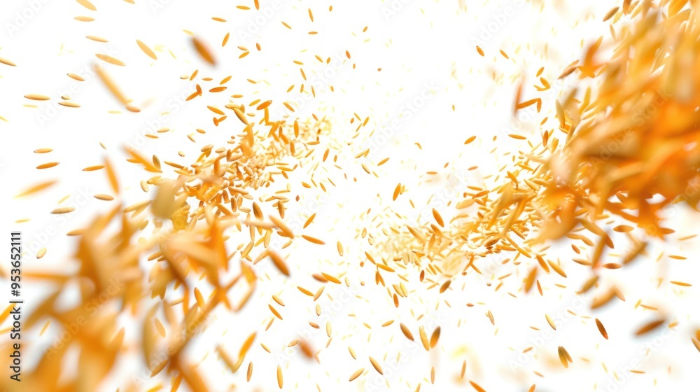 A swarm of rice grains, swirling and dancing in a vortex of motion ...