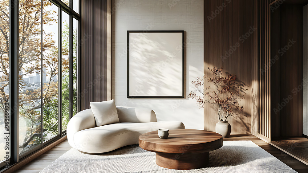 Foto de Interior design of modern living room with accent white ...