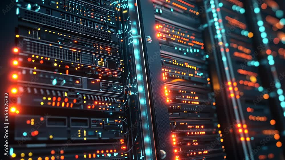 Exploring the inner workings of a modern data center with vibrant ...