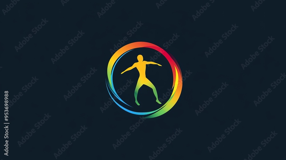 Energy Fitness Logo: A Round, Polychrome Design Featuring Dark Colors ...