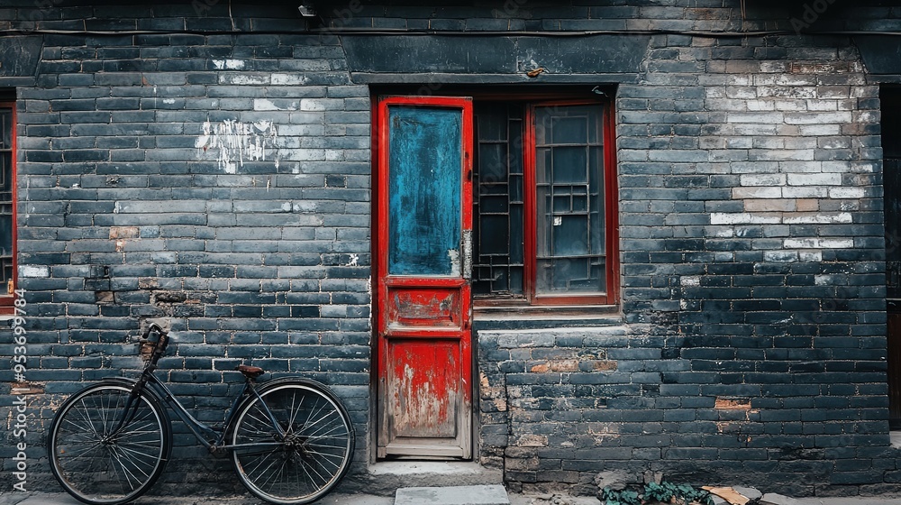 Facade of a Beijing Hutong with Grey Bricks: A Detailed Illustration ...