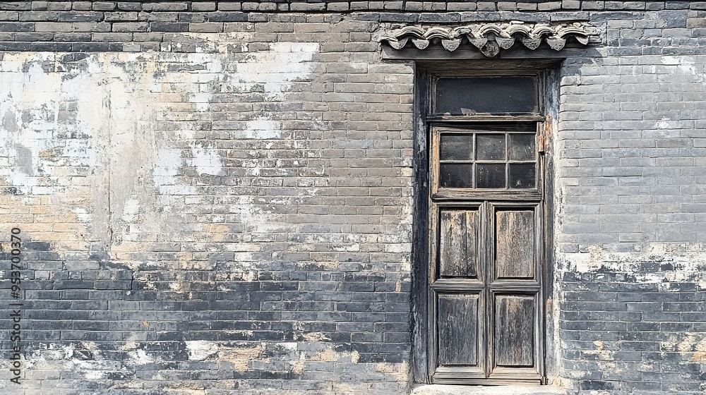 Facade of a Beijing Hutong with Grey Bricks: A Detailed Illustration ...