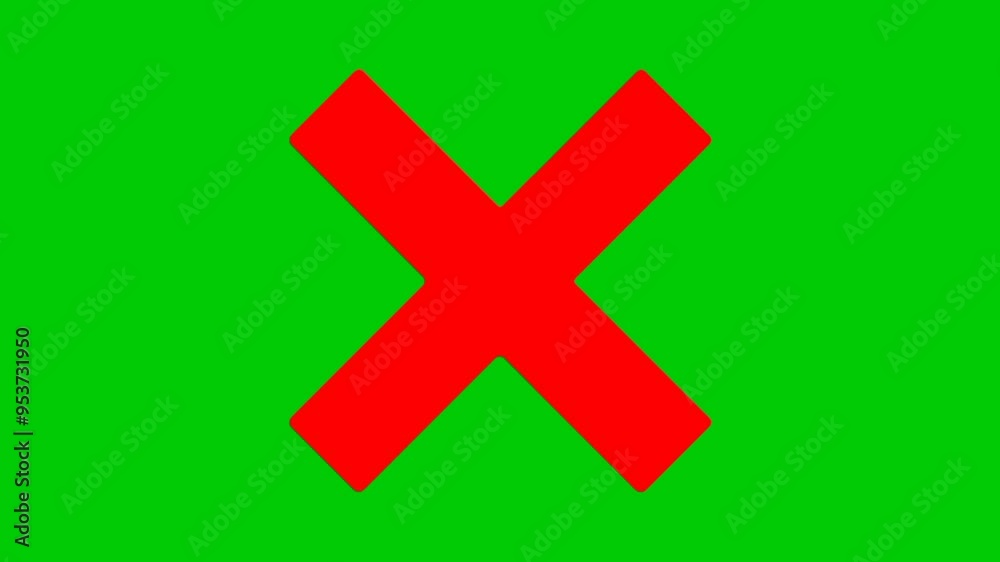 Red cross symbol icon. Wrong sign red cross icon. Animation on wrong cross green screen ...