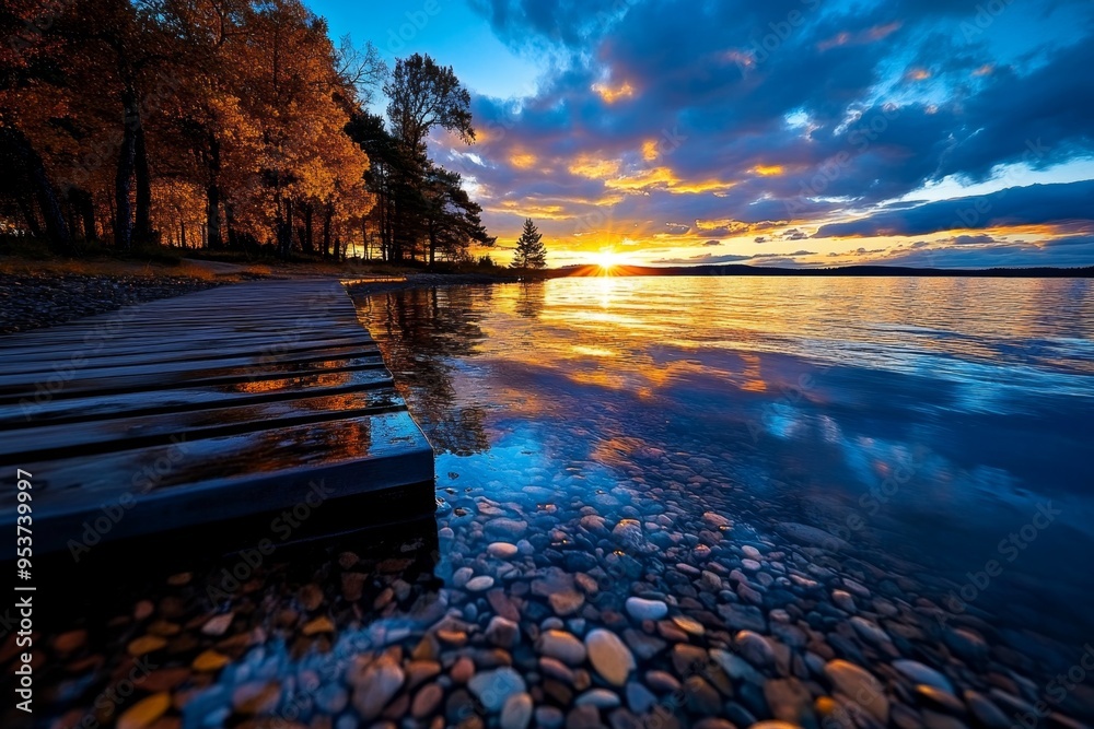 Amazing Sunset Lake, Golden Hour, and Inspiring shown in a lakeside ...