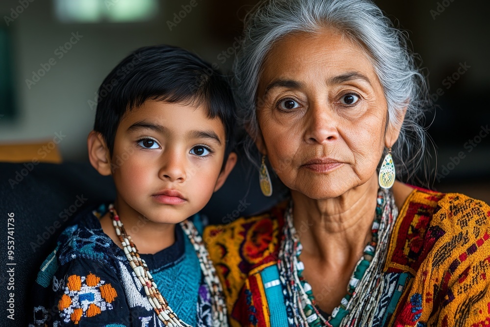 American Indian Family, Tribes, and Generations captured in a warm home ...