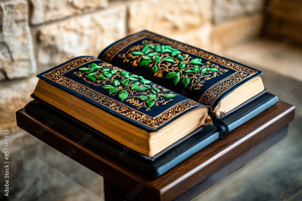 Covenant depicted in an ancient manuscript with illuminated text and ...