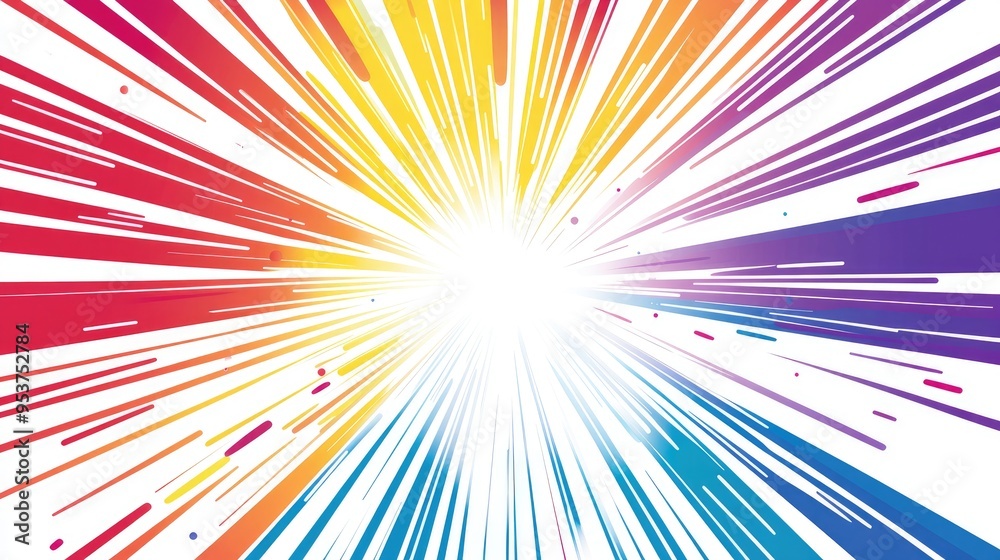 Dynamic exploding star pattern featuring red, yellow, blue, and purple ...