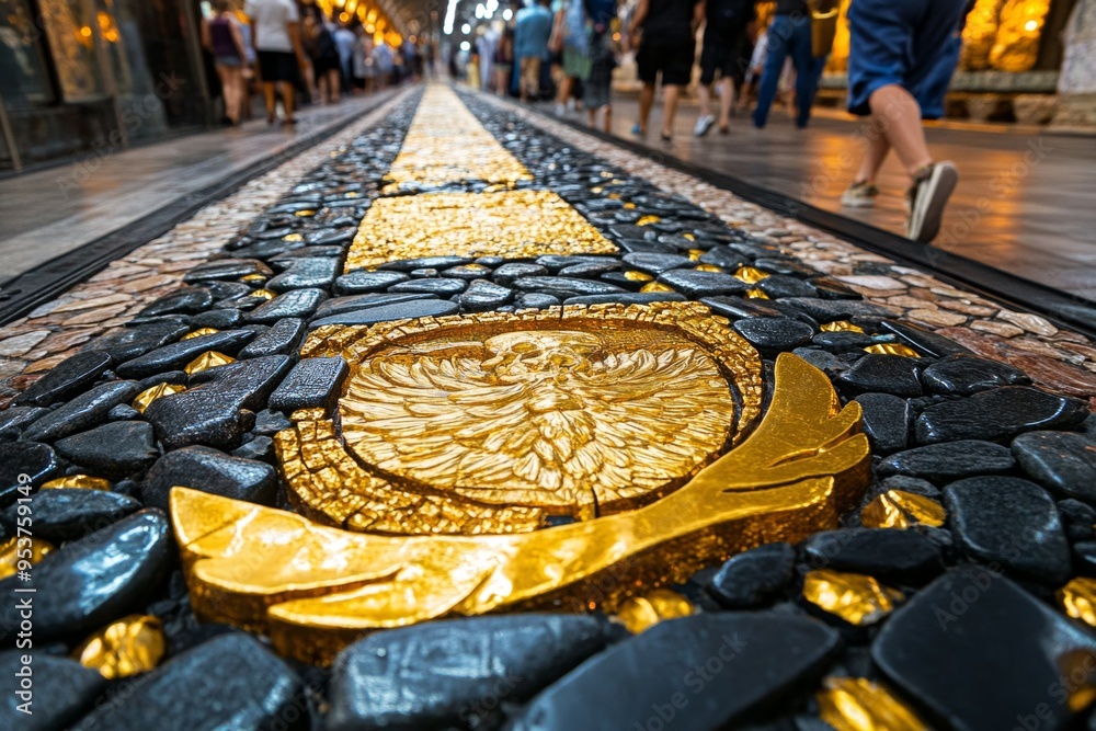 Covenant depicted in a mosaic with symbolic tiles and sacred images ...