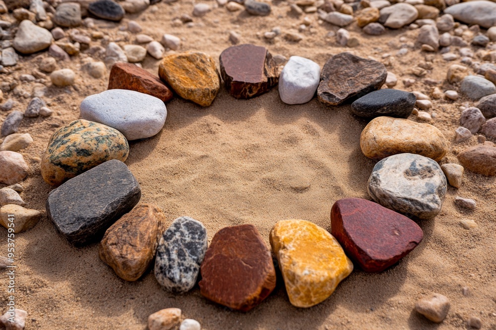 Covenant represented by a circle of stones in a sacred space, captured ...