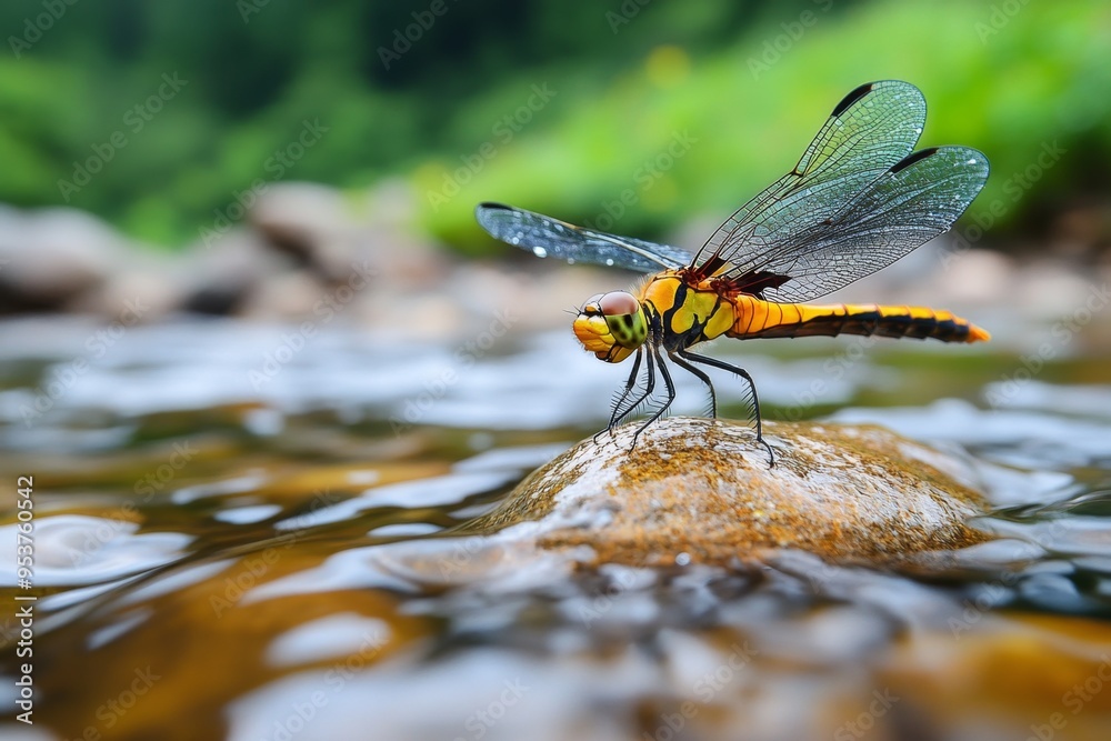 Dragonflies, hovering above streams, swift movements navigate the ...