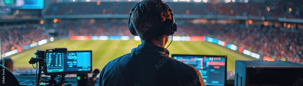 A focused camera operator captures dynamic sports action from a high ...