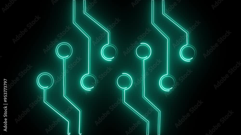 neon icon Computer animated technology icon with glow holographic HUD ...