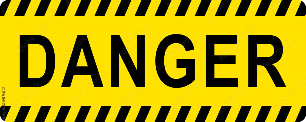 Yellow Warning Sign with 'Danger' Text. Isolated on White Background ...