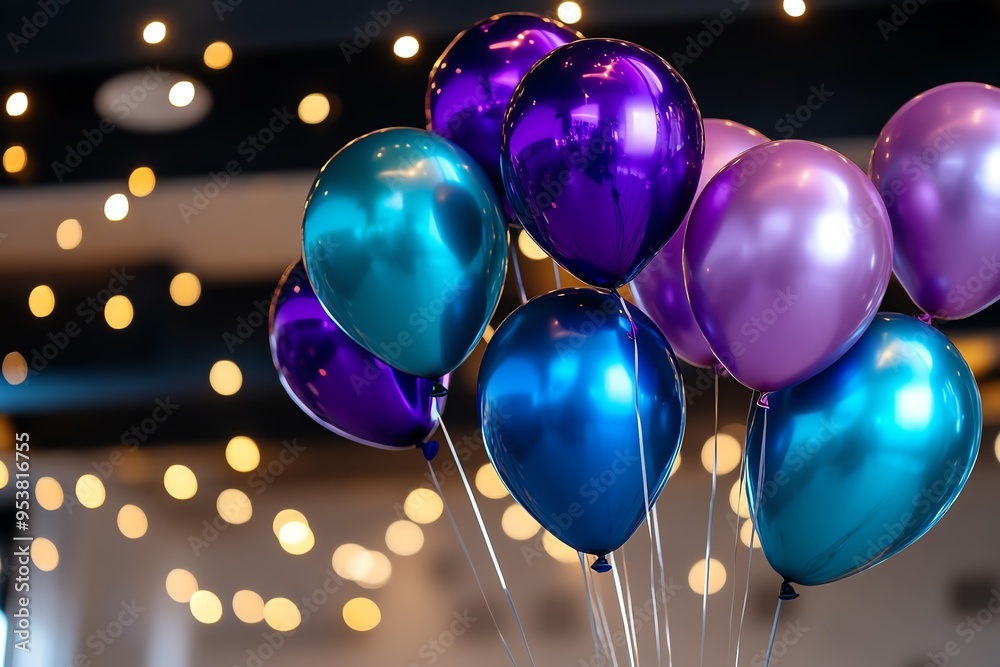 Balloon Helium Balloon, Multicolor, and Floating depicted in a vibrant ...