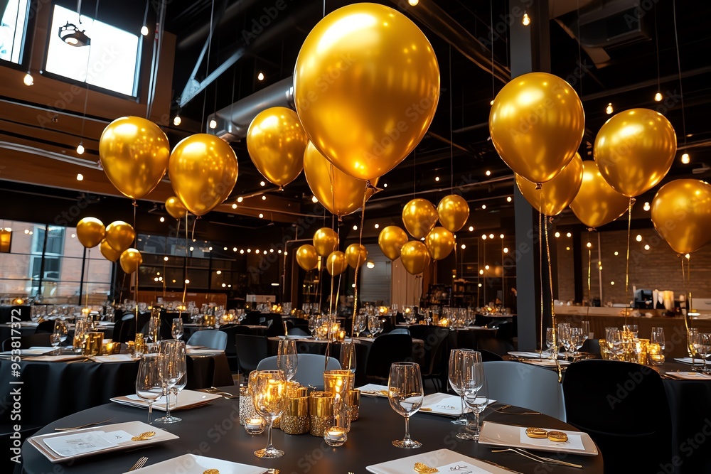 Balloon Metallic, Gold, and Anniversary shown in an elegant anniversary ...