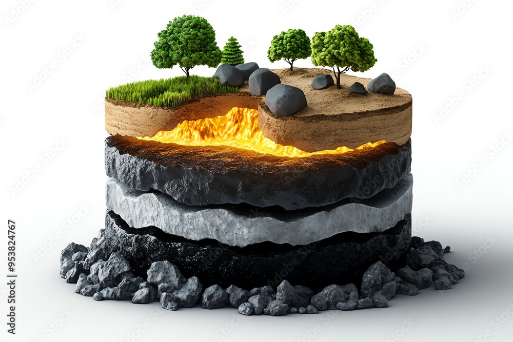 Energy Illustration Geothermal, Underground, and Earth depicted in a ...