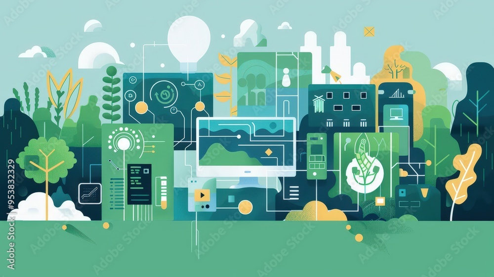 role of technology tools in environmental monitoring Stock Illustration ...