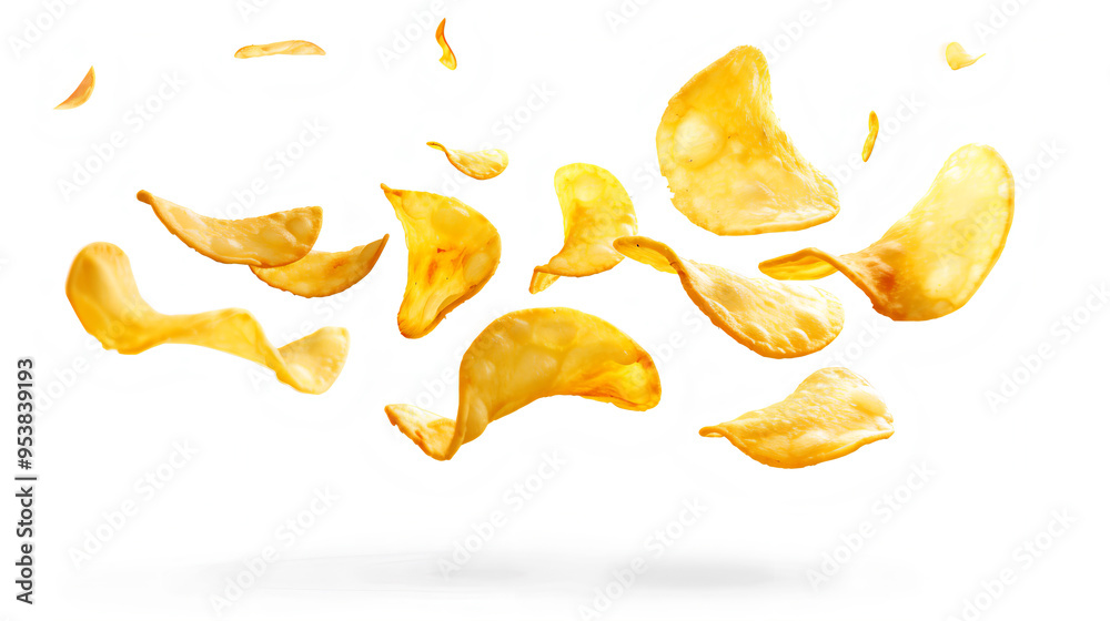 Floating Crispy Potato Chips.Snack Food Marketing, Restaurant Menus ...