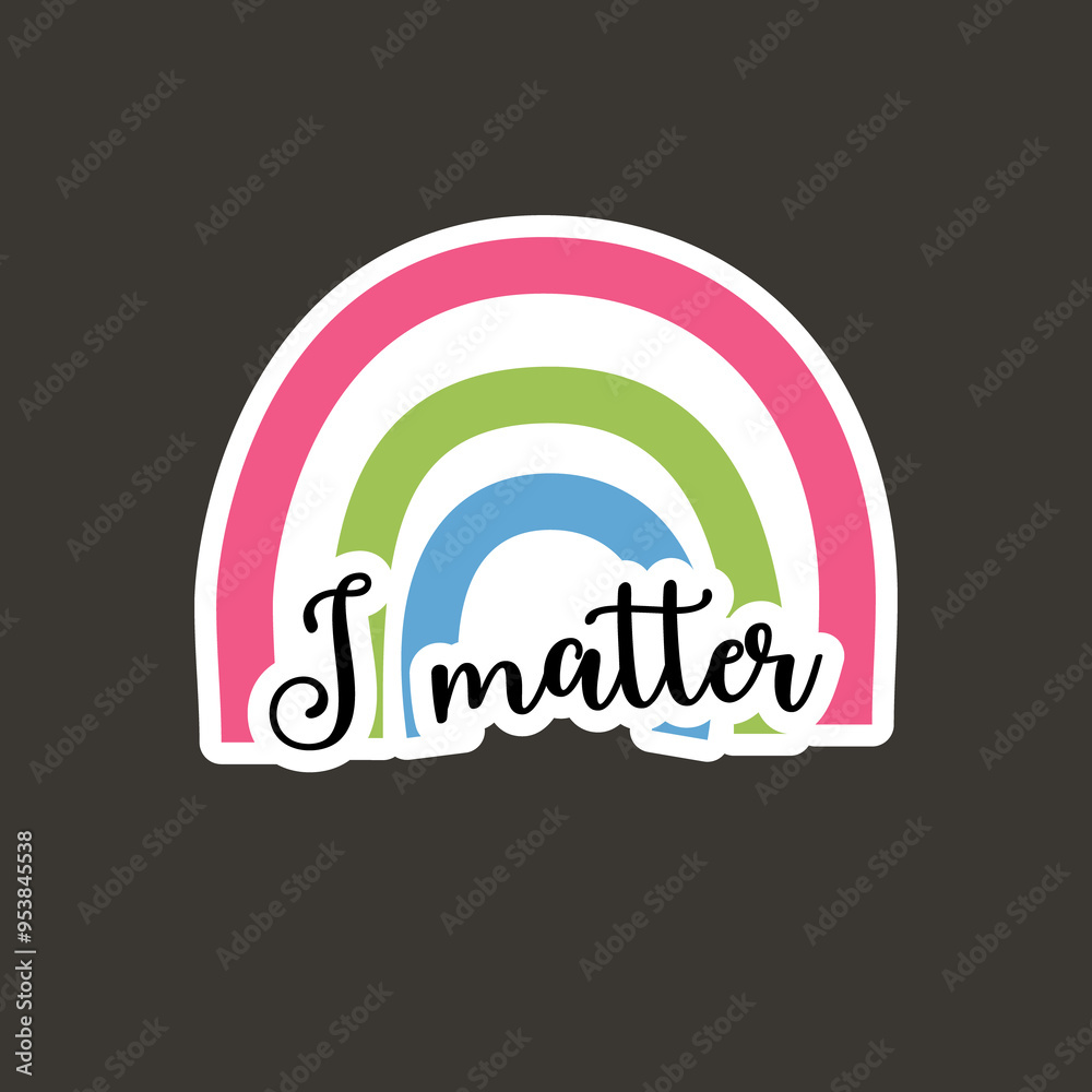 LGBTQ Pride Rainbow Polysexual Flag Sticker with quote I matter. LGBTQ ...