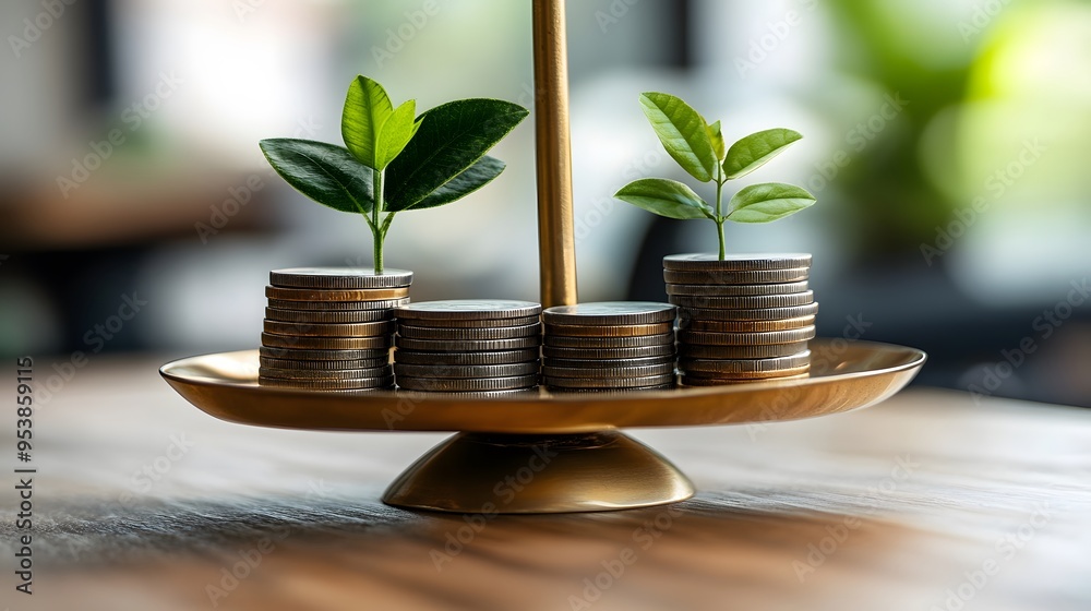 Dividend vs. Growth Stocks: A scale with dividends on one side and ...