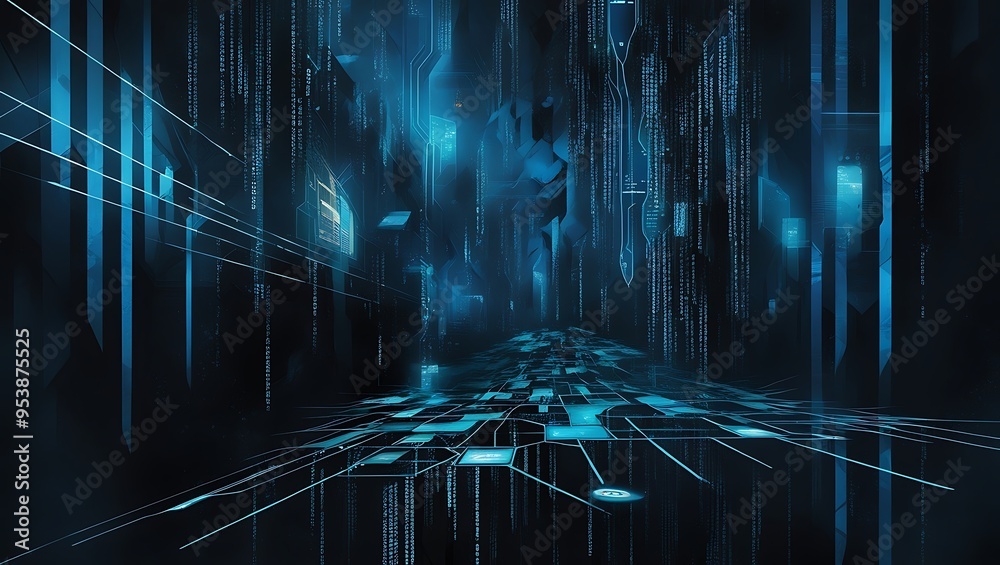 ภาพประกอบสต็อก Step into the enigmatic world of the digital underground ...
