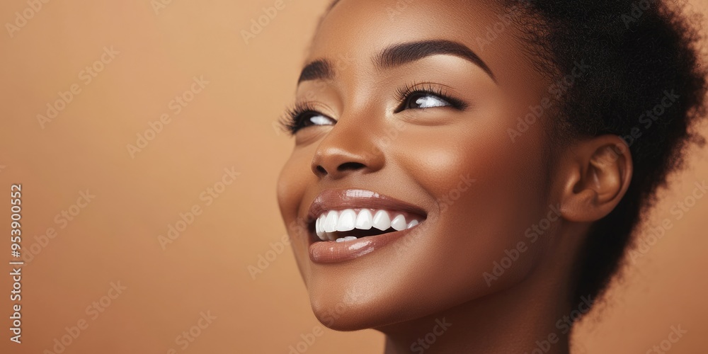 Invisalign Black Background. Dental Beauty: Black Woman with Veneers ...