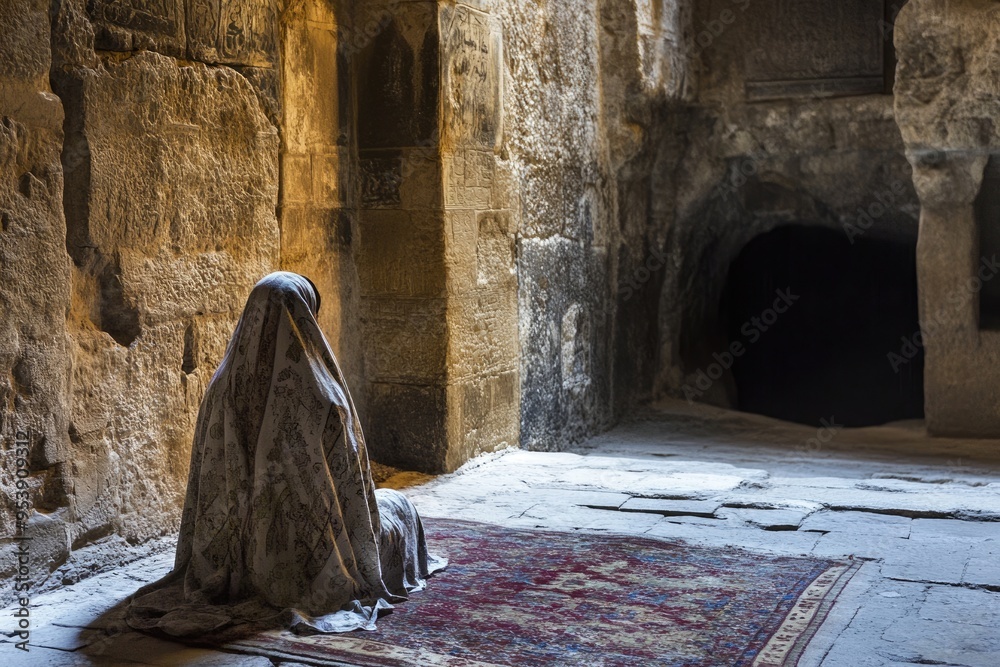 Cave Of Patriarchs. Jewish Woman Praying at Historic Shrine of Abraham ...
