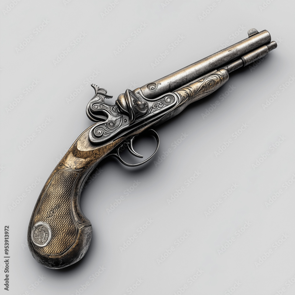 antique flintlock pistol Stock Illustration | Adobe Stock