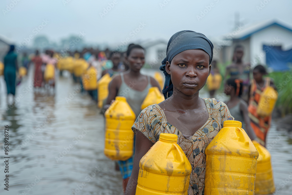 In a struggle for survival, African individuals line up to collect ...
